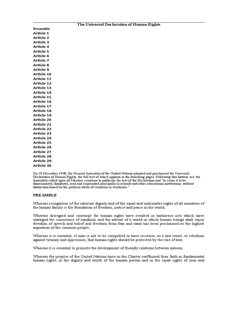 4 - Universal Declaration of Human Rights | PDF | Natural And Legal ...