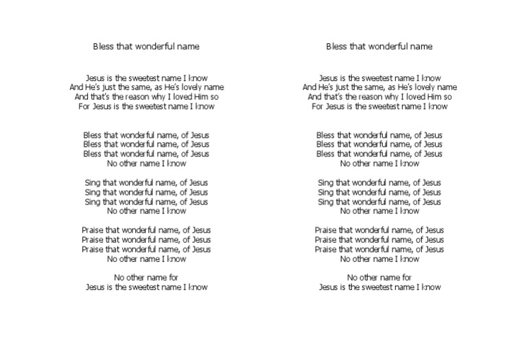 Bless That Wonderful Name | PDF