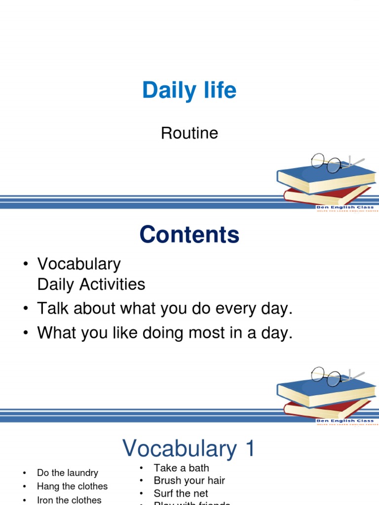 Daily Life Vocabulary and Activities | PDF | Language Arts & Discipline ...
