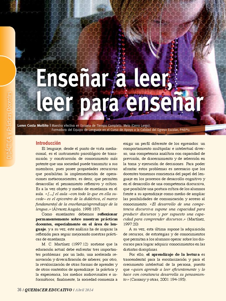 Enseñar A Leer, Leer para Enseñar | PDF | Sintaxis | Aprendizaje