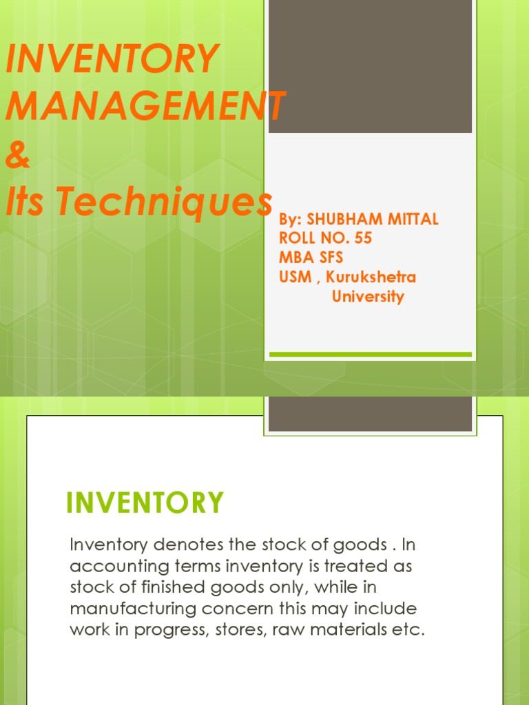 Inventory Management Techniques | PDF | Inventory | Cost