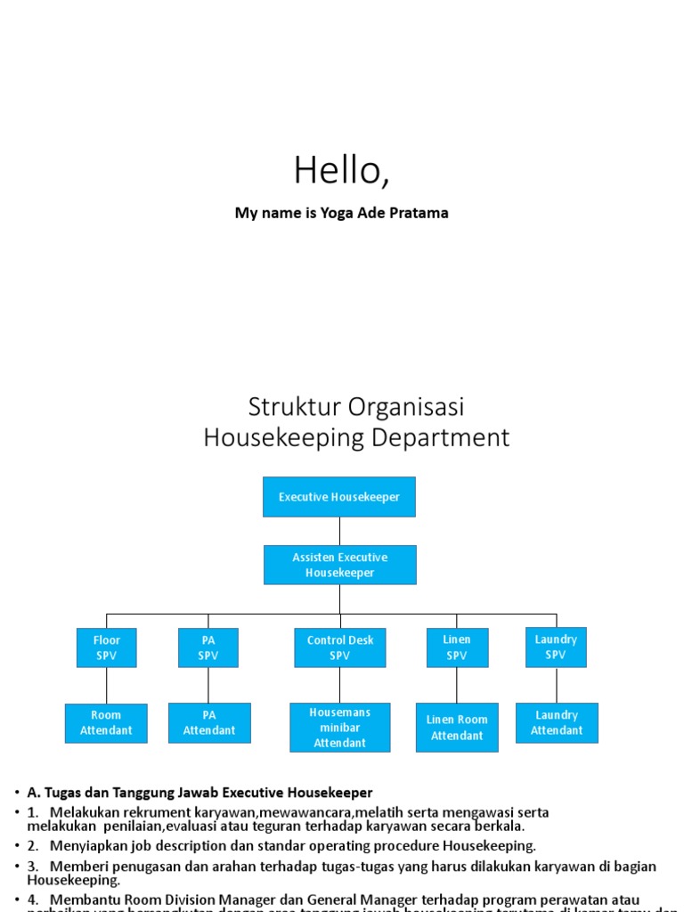 Struktur Organisasi Departemen Housekeeping | PDF
