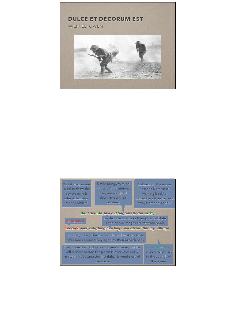 Dulce Et Decorum Est - Annotations | PDF | Unrest