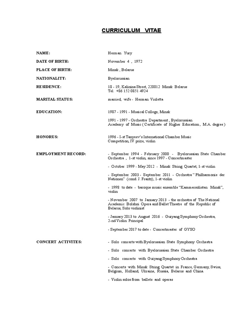 Curriculum Vitae: Name: Date of Birth: Place of Birth: Nationality ...