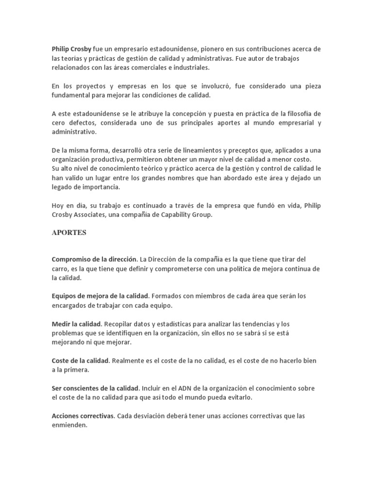 Aportes de La QA y Filosofía Cero Defectos | PDF | Calidad (comercial ...