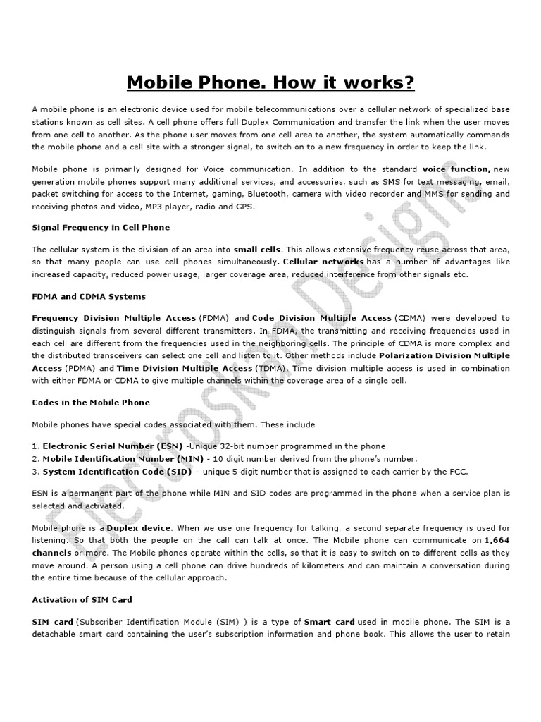 How Mobile Phone Works | PDF | Cellular Network | Gsm