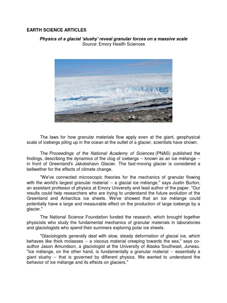 Earth Science Articles | PDF | Tropical Cyclones | Glacier