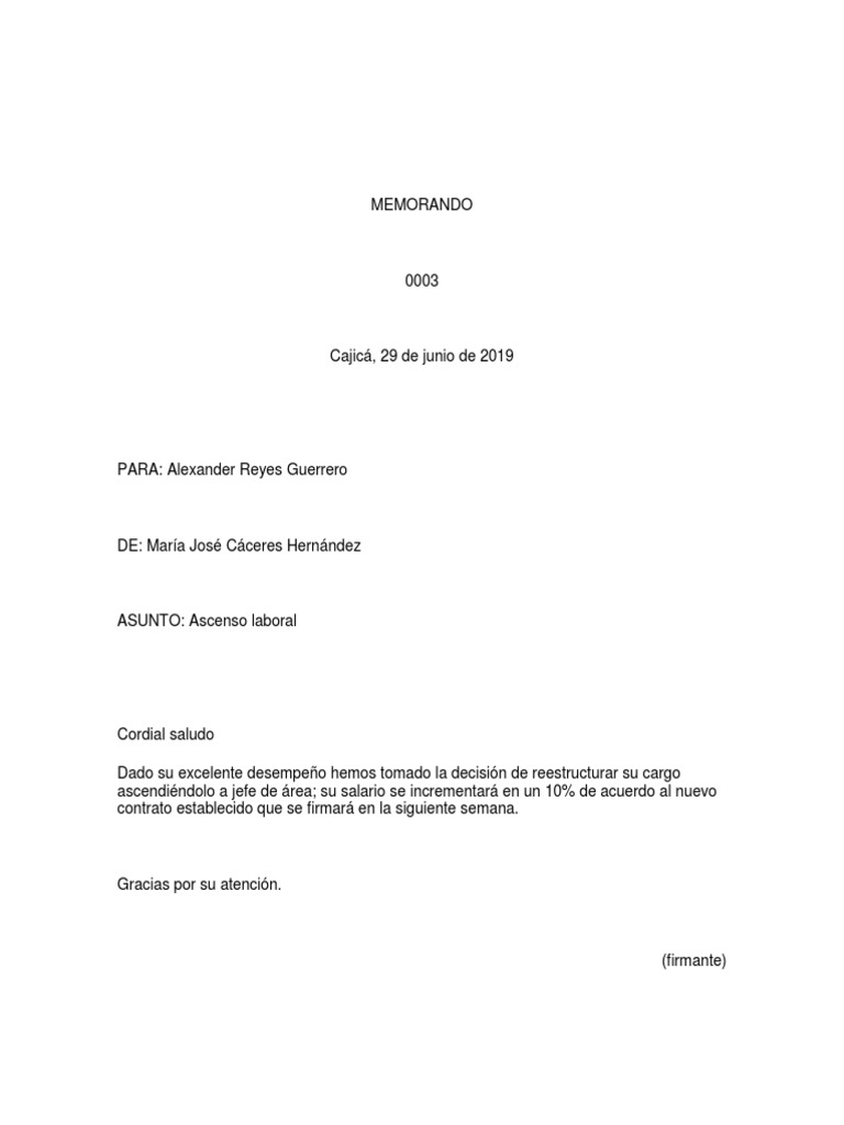 MEMORANDO Ascenso Laboral | PDF