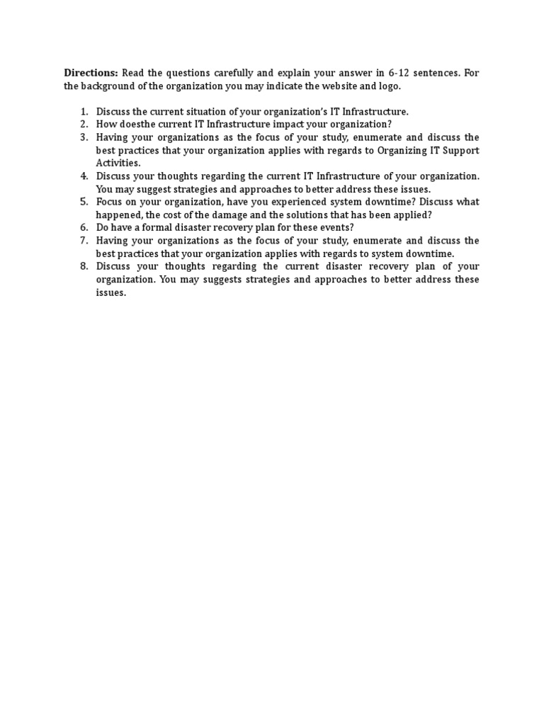 Directions: Read The Questions Carefully and Explain Your Answer in 6 ...