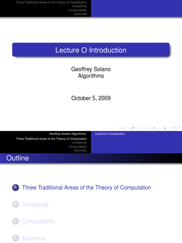 Lecture 0 PDF | Download Free PDF | Theory Of Computation | Computational Complexity Theory