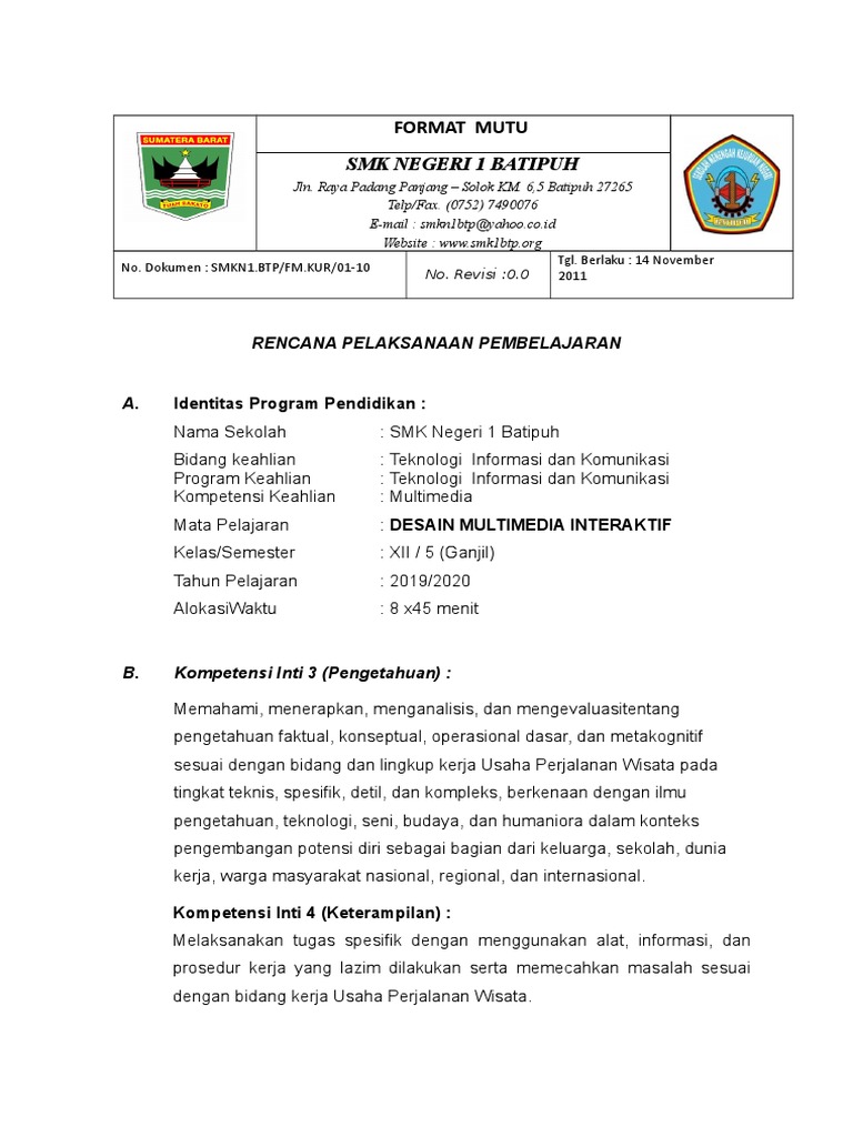 RPP Desain Multimedia Interaktif | PDF
