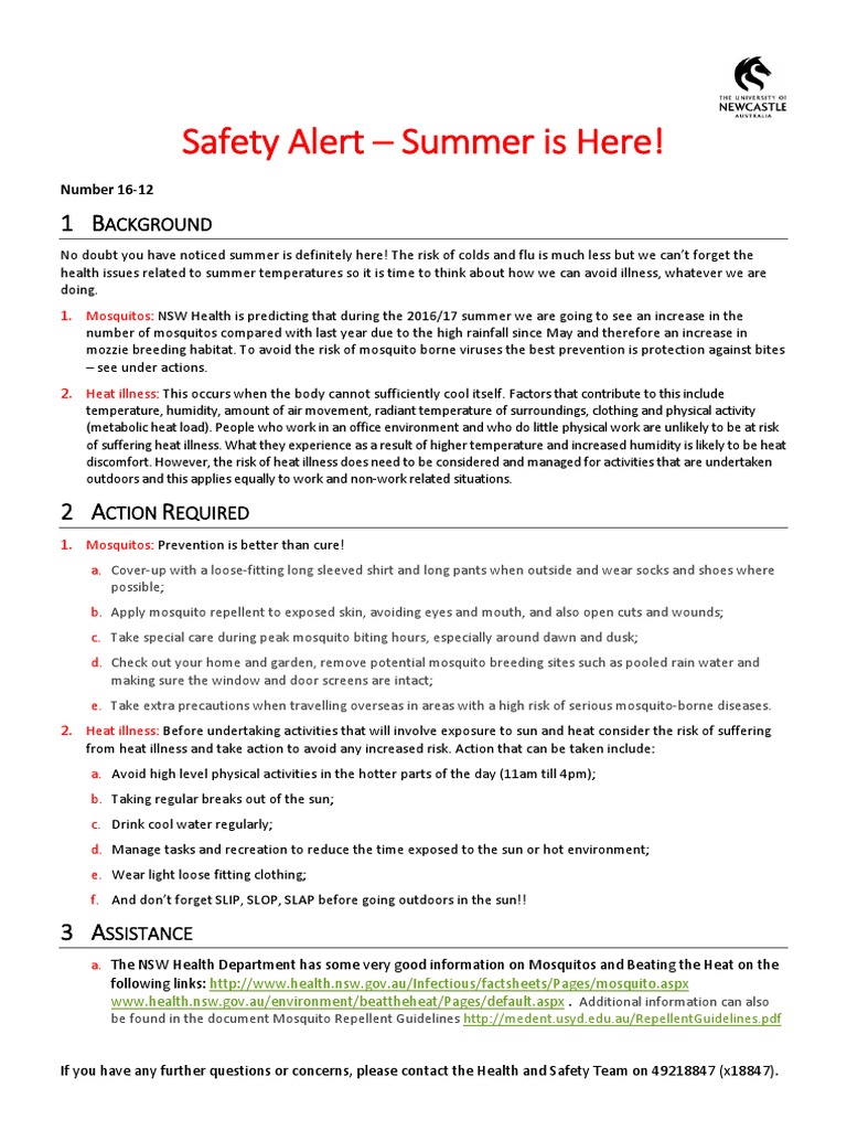Safety Alert - Summer Is Here!: Ackground | PDF | Mosquito | Humidity