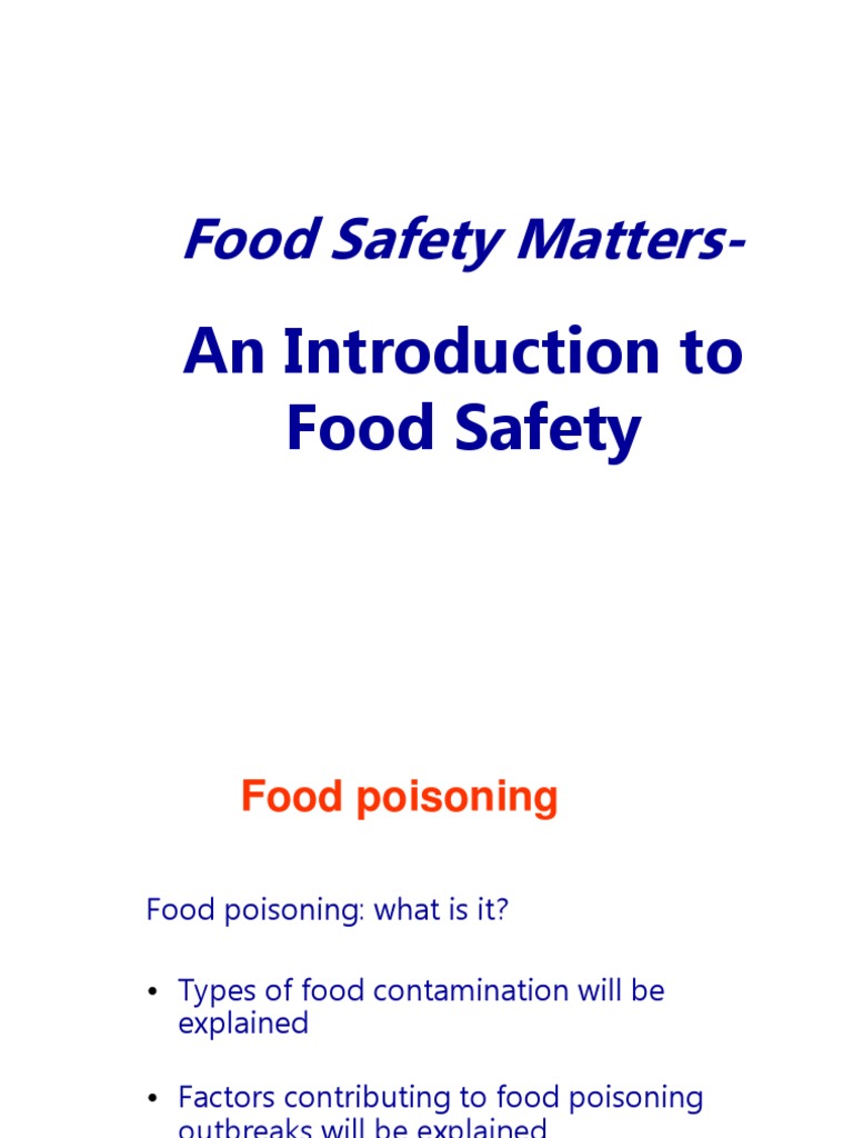 Introduction to Food Safety Essentials | PDF | Foodborne Illness ...
