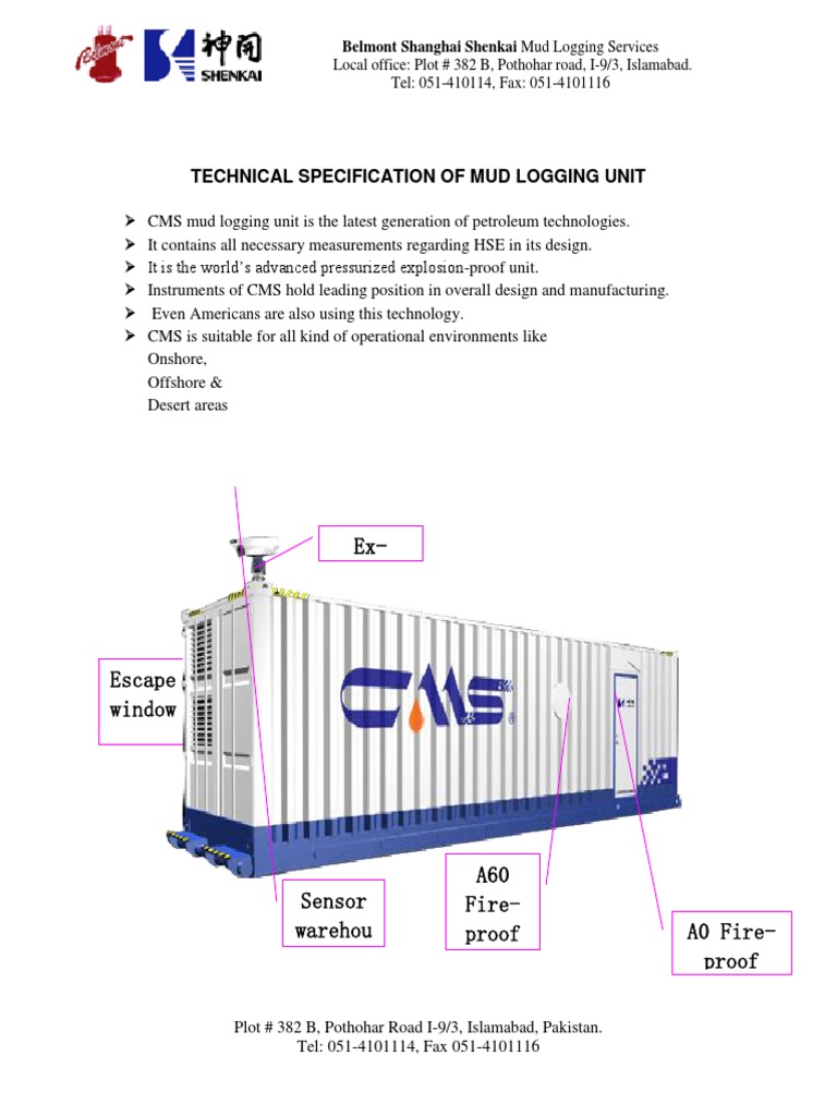 Mud Logging Unit Specification | PDF | Oil Well | Electrical Engineering