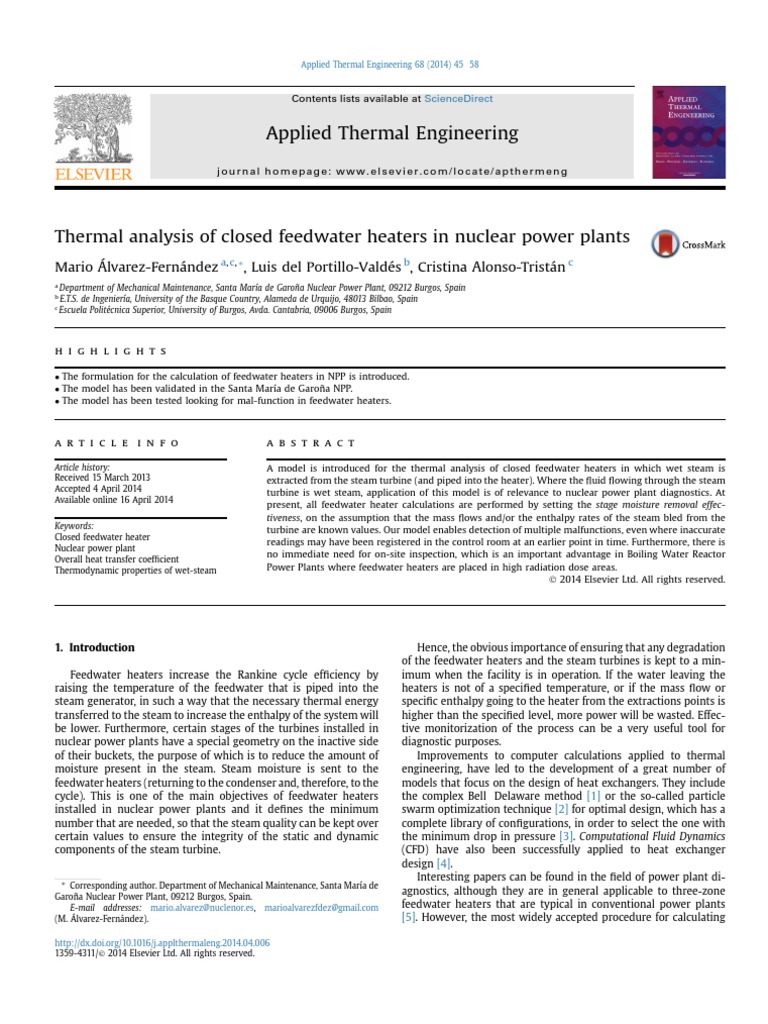 Closed Feedwater Heaters | PDF | Hvac | Nuclear Power Plant