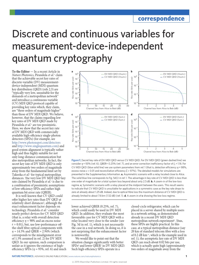 Discrete And Continuous Variables For Measurement Device Independent Quantum Cryptography Pdf 