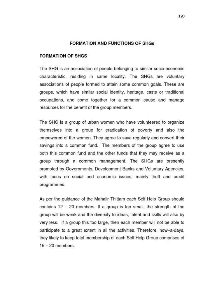 Formation and Functions of Shgs | PDF | Group Cohesiveness | Interest