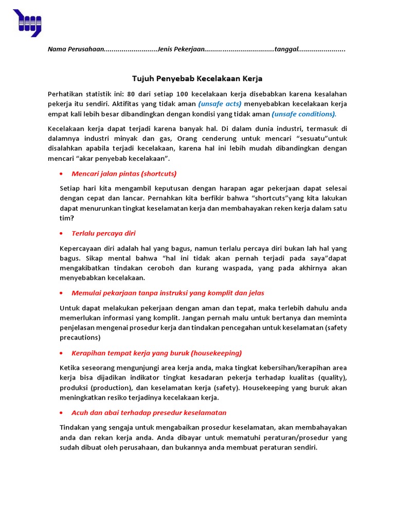 Toolbox Topics - Seven Common Accident Causes | PDF