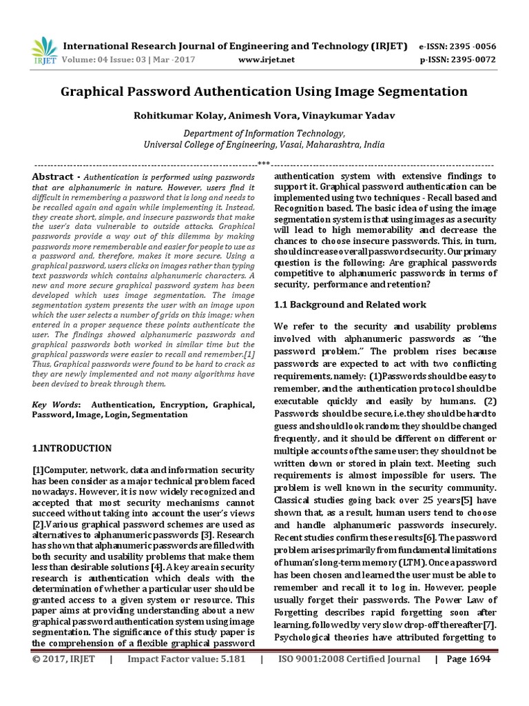 Graphical Password Authentication Using Image Segmentation | PDF ...
