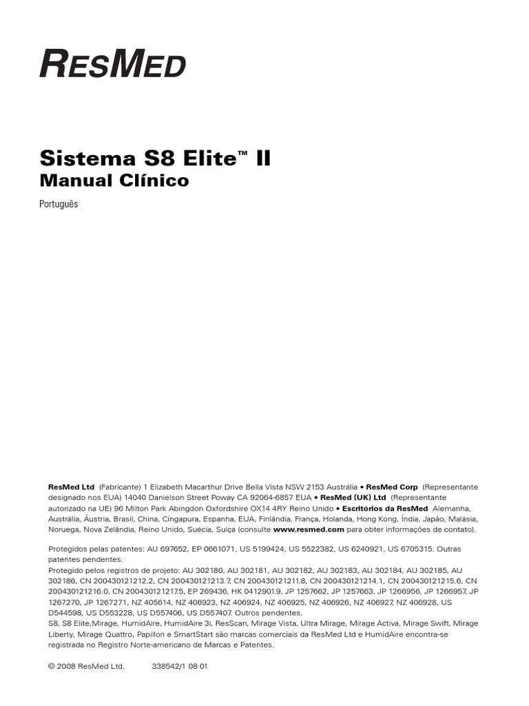 Manual Cpap Resmed Ii S8 PDF | PDF | Oxigênio | Pressão