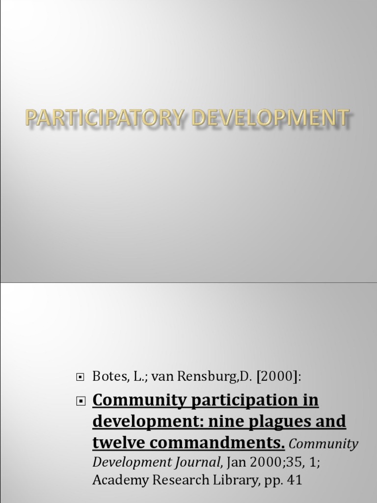 Participatory Development | PDF | Social Contract | International ...