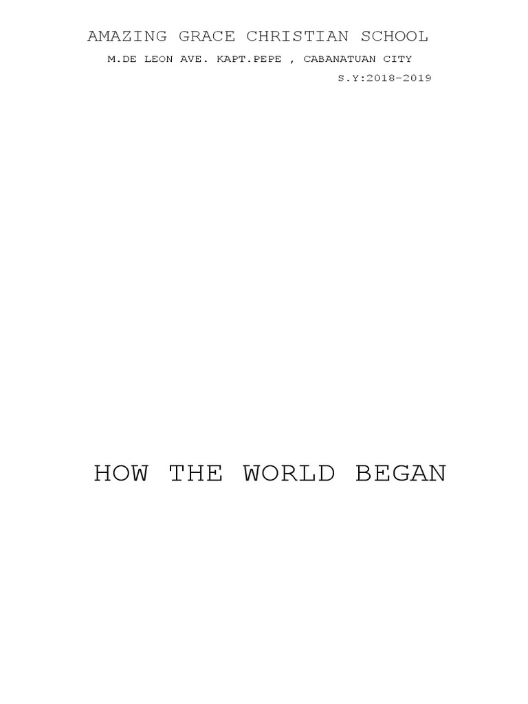 How the World Began: Amazing Grace School | PDF | Religion & Spirituality