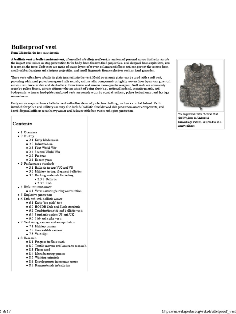 Bulletproof Vest - Wikipedia | PDF | Armour | Military Technology