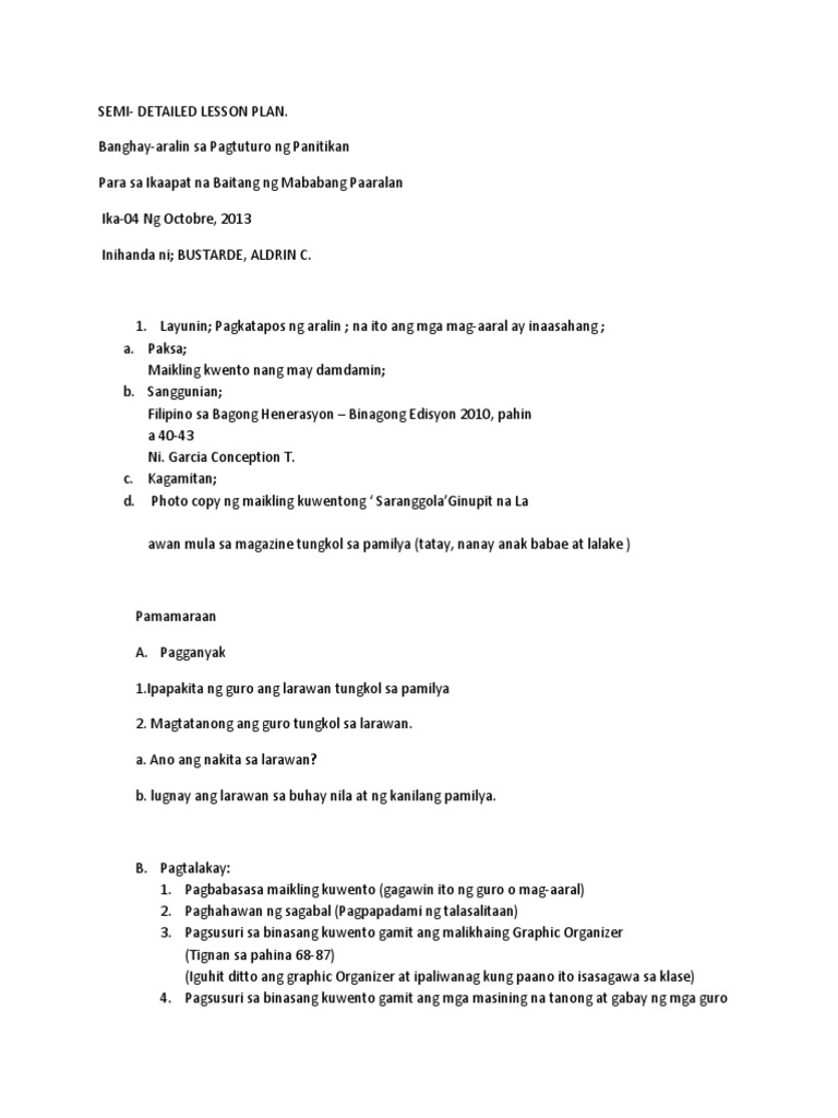 Semi Detialed Lesson Plan Pdf