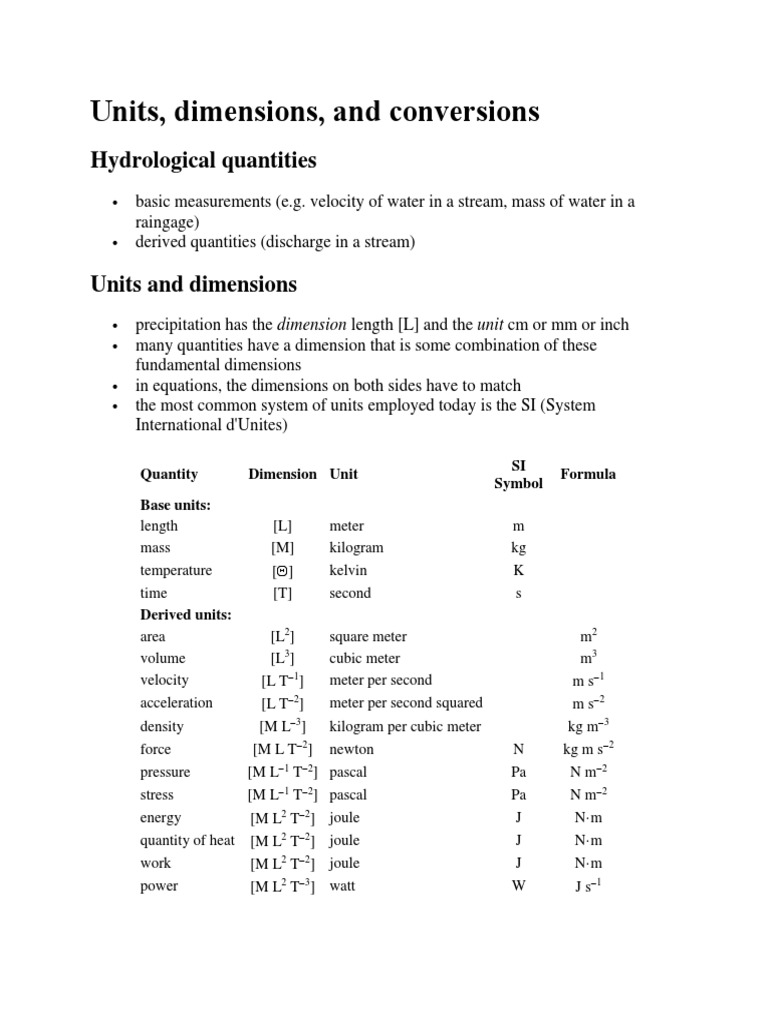 Units, Dimensions, and Conversions | PDF | Viscosity | International ...