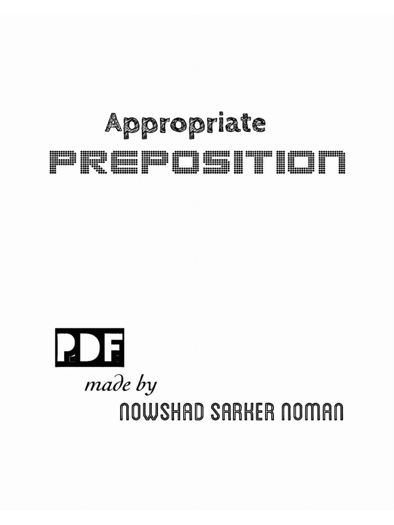 Appropriate Preposition PDF | PDF