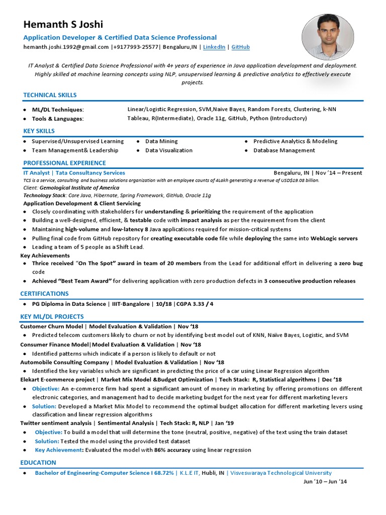 Data Science & Java Developer Profile | PDF | Predictive Analytics | Regression Analysis