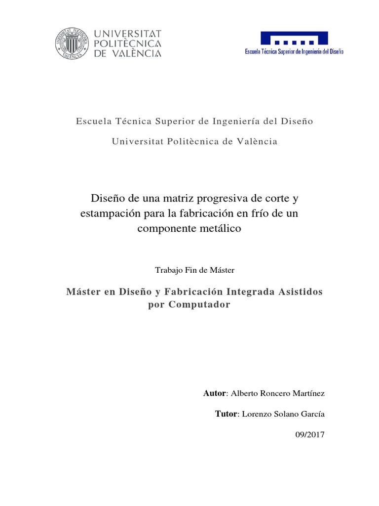RONCERO - Diseño de Una Matriz Progresiva de Corte y Estampación para ...