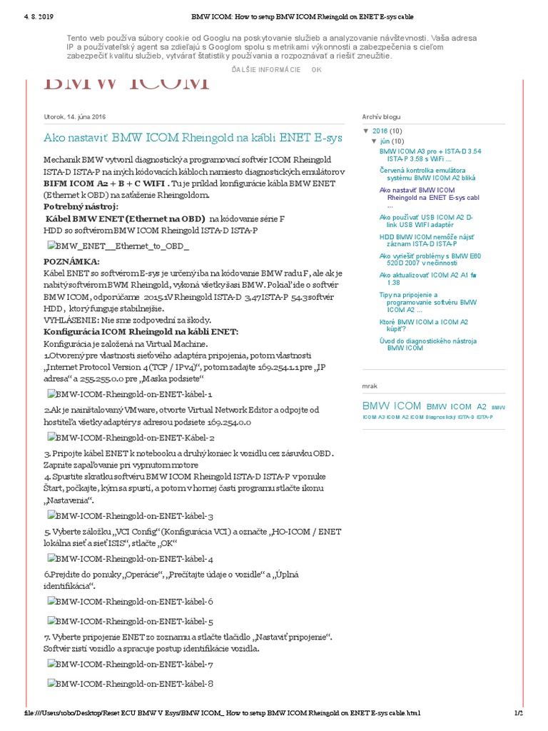BMW ICOM - How To Setup BMW ICOM Rheingold On ENET E-Sys Cable | PDF