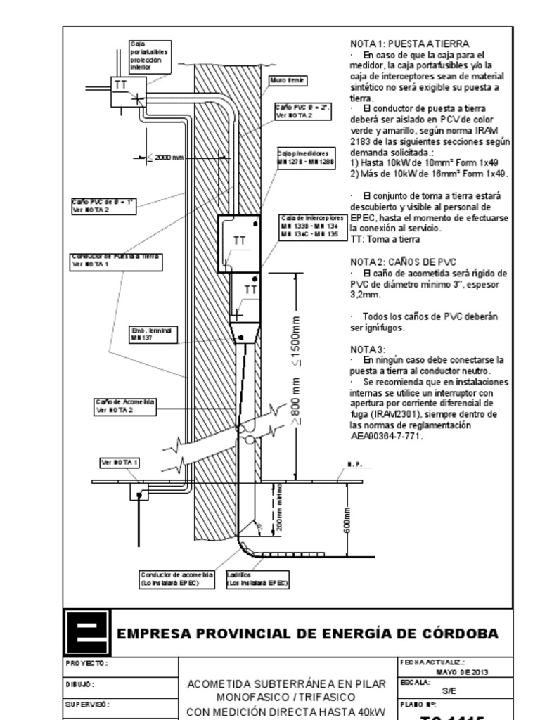 Acometida Subterranea | PDF | Cable | Ingenieria Eléctrica