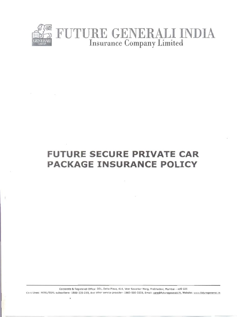 Future Generali Policy Wording PDF | PDF