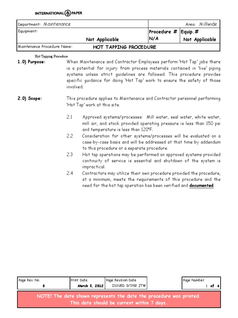 Hot Tapping | PDF | Safety | Nature