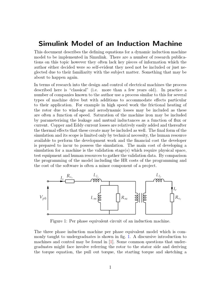 Induction Machine Model | PDF | Inductance | Electromagnetic Induction