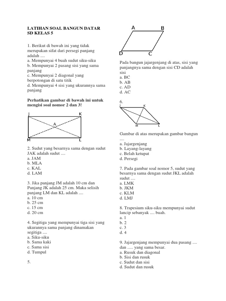 Latihan Soal Bangun Datar SD Kelas 5 | PDF