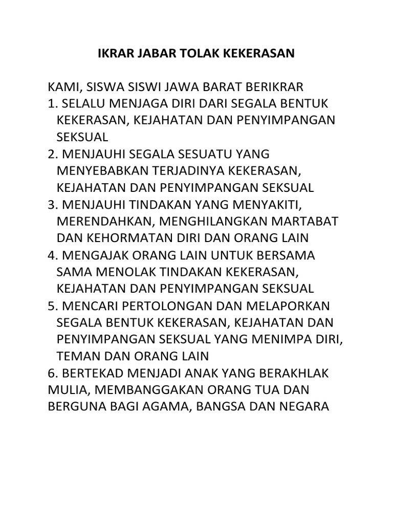 Ikrar Jabar Tolak Kekerasan | PDF