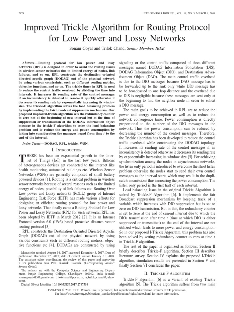 2018-Improved Trickle Algorithm For Routing Protocol For LLN | PDF ...