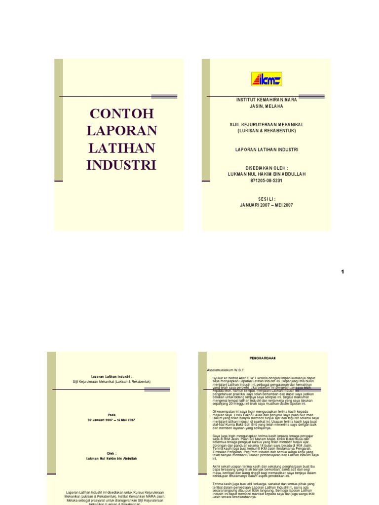 Contoh Laporan Latihan Industri | PDF