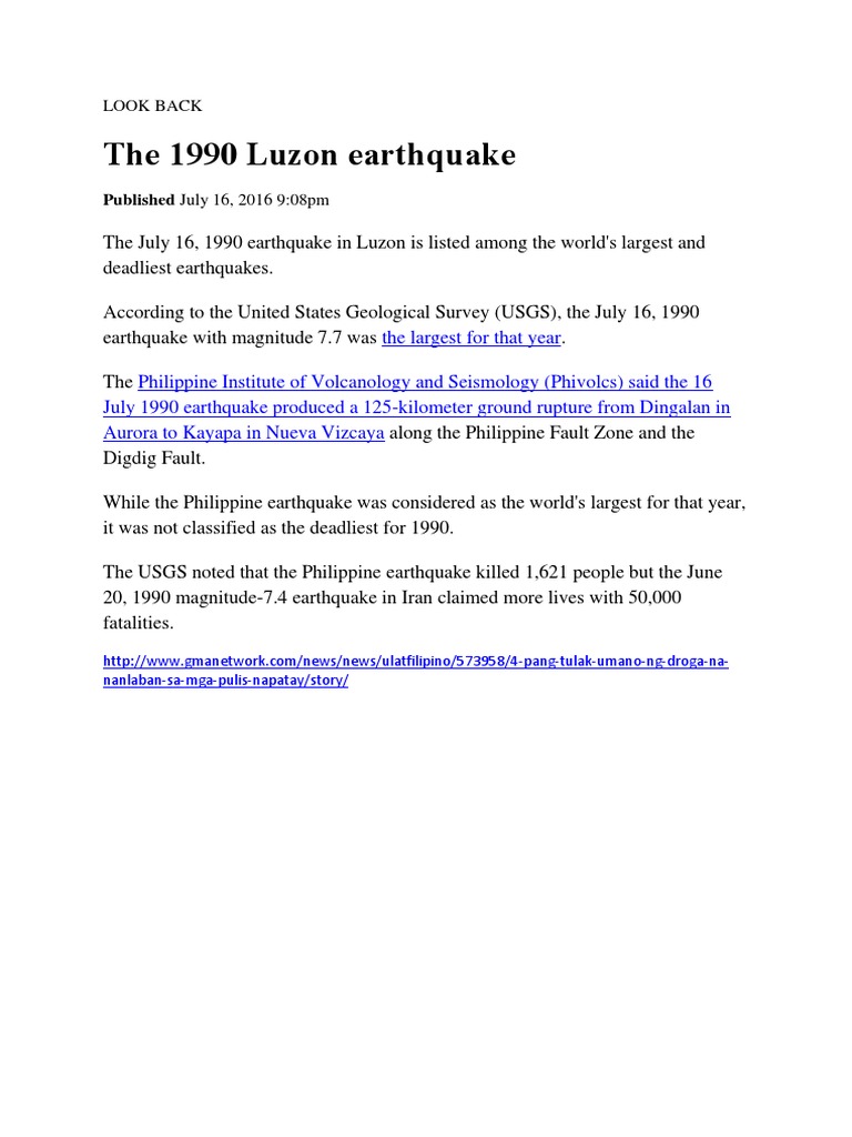 1990 Luzon Earthquake | PDF