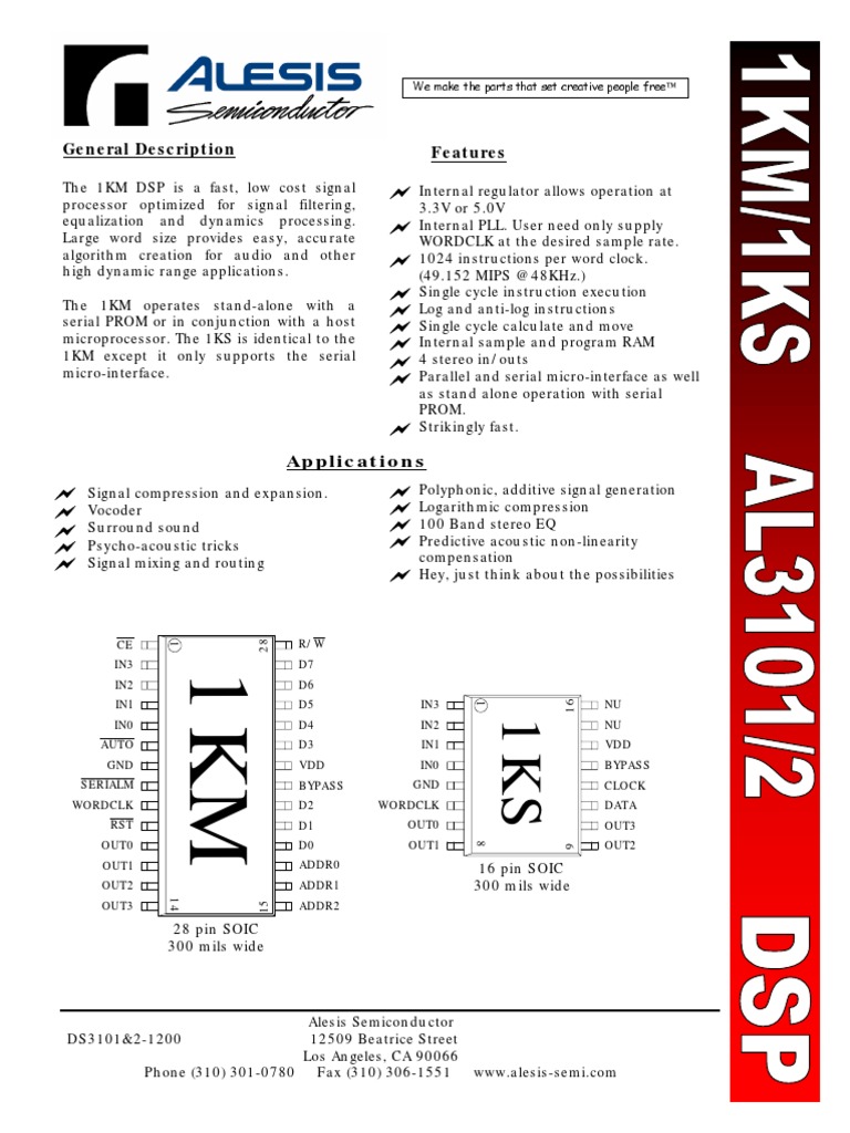 AL3101 DSP Datasheet | PDF | Analog To Digital Converter | Random Access Memory