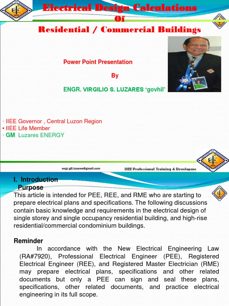 Electrical Design Calculations of Residential Commercial Buildings 1 ...