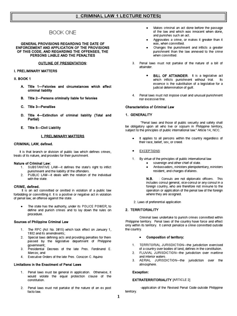 Criminal Law Review Note Book 1 | PDF | Crime & Violence | Crime Thriller