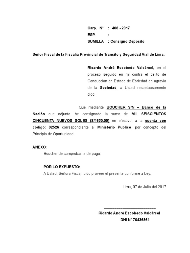 Consigna Deposito | PDF | Finanzas y dinero