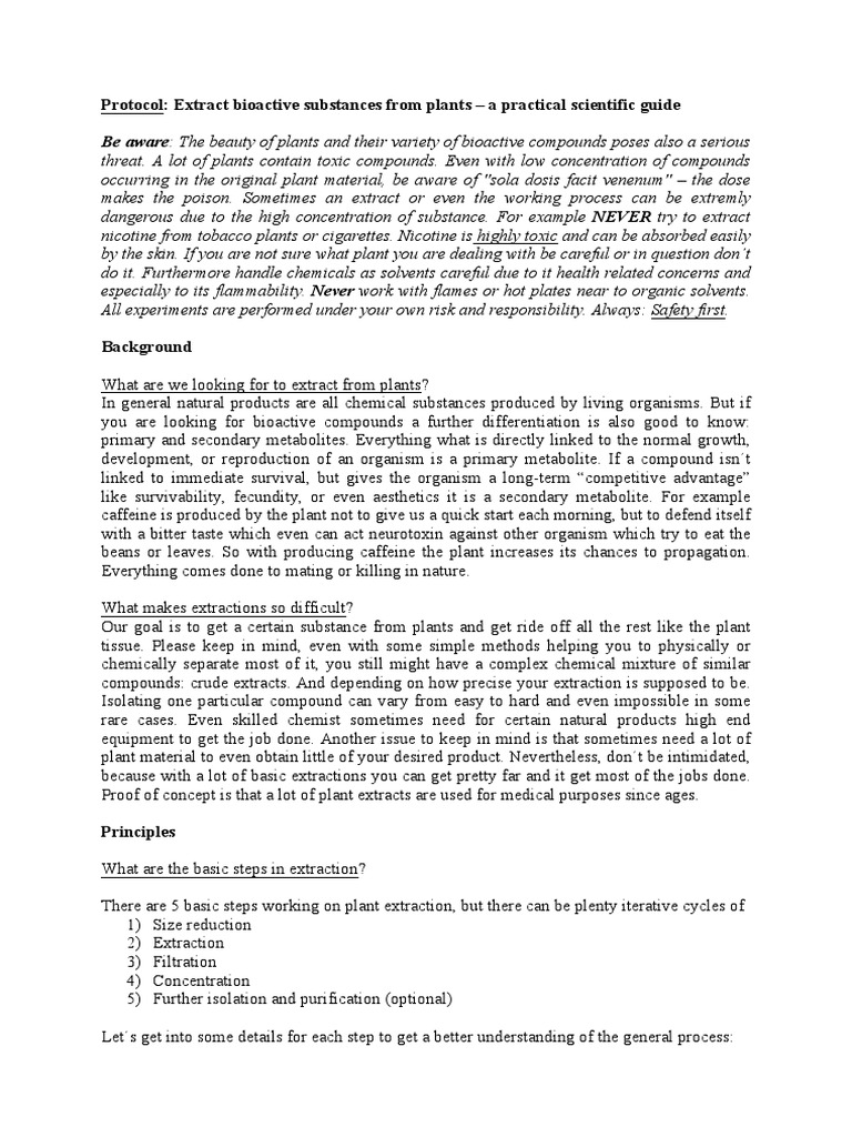 Plant Extraction | PDF | Solvent | Chemistry