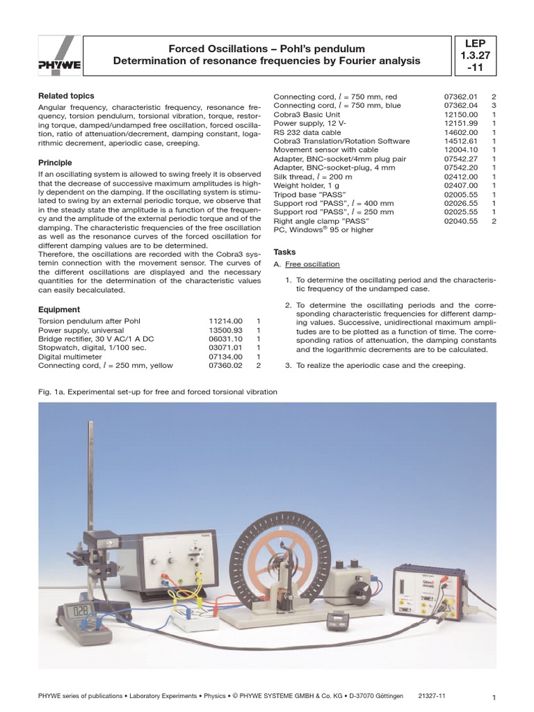Pohl's Pendulum With Cobra | PDF | Resonance | Pendulum