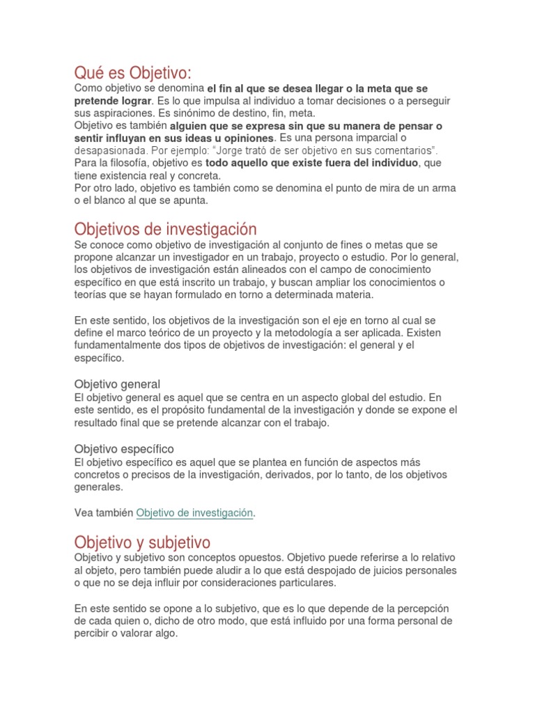 Qué Es Objetivo