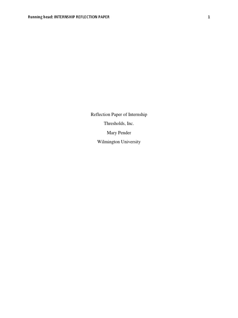 Reflection Paper of Internship | PDF | Internship | Job Hunting